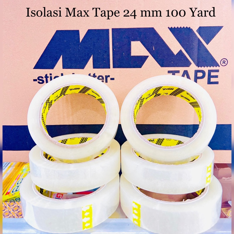Jual Isolasi 24mm 100 yard Max Tape Bening Isolasi 1 inchi Bening 24 mm ...
