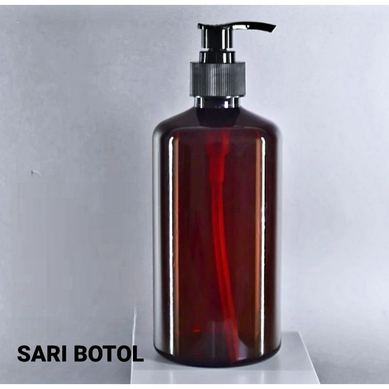 Jual BOTOL PUMP 500ML AMBER TEBAL LOTION PET COKLAT AMBER 500 ML PUMP HITAM | Shopee Indonesia