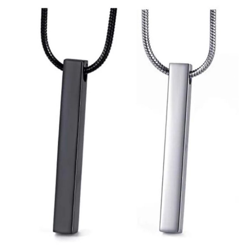 Jual kalung titanium bulat belut silver dan hitam bandul balok hitam ...