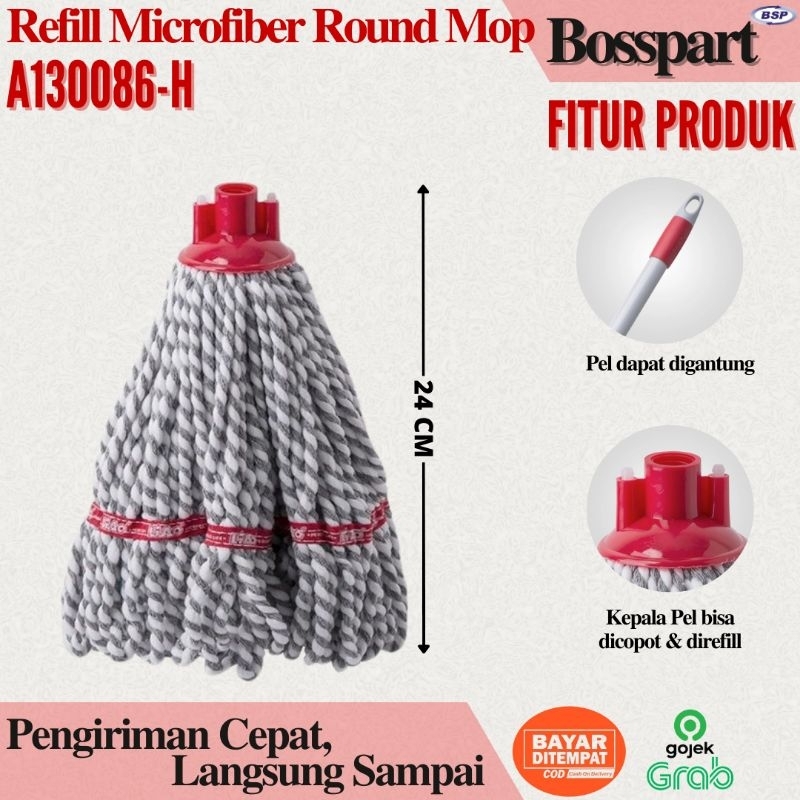Jual LIAO Alat Pel Sumbu Bulat Microfiber Round Mop Pembersih Lantai ...