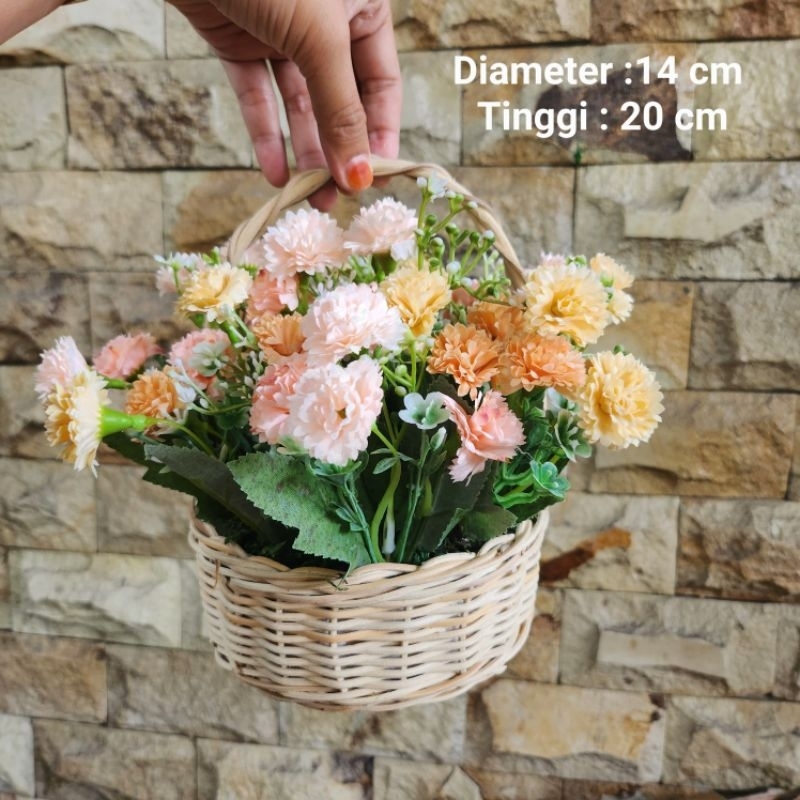 Jual Pot Rotan Keranjang + Bunga Krisan Garbera ( Keranjang rotan ...
