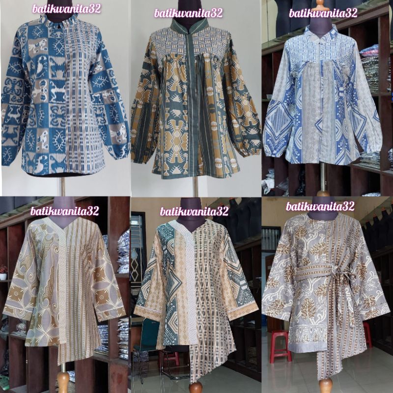 Jual Batik wanita ASJ SA HRB026 Kenongo Kemeja Tosca Pendek Blouse ...