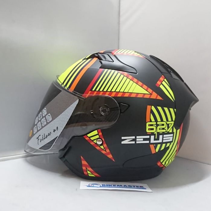 Jual New!! Helm Zeus ZS-627 Matt Black BM10 Black Yellow Half Face ...