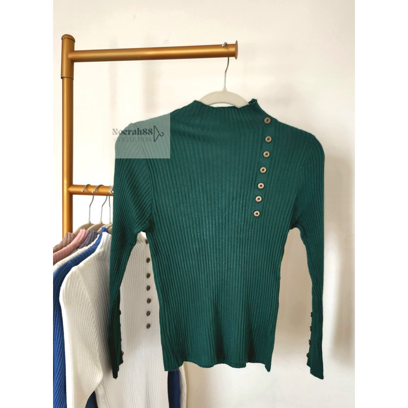 Jual Inner Manset Rajut Kancing Turtleneck Manset Wanita Inner Rajut ...