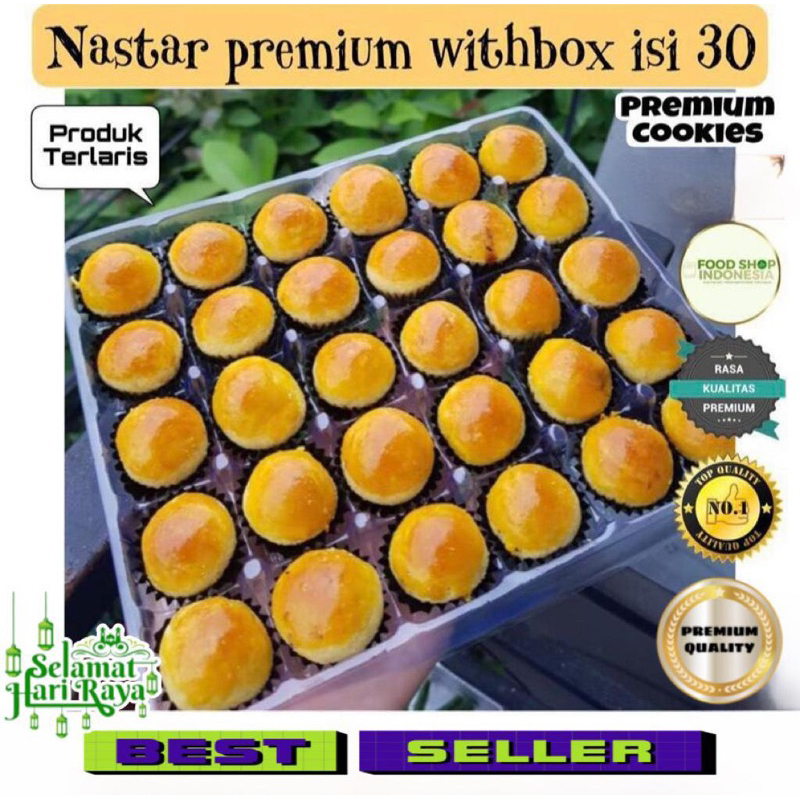 Jual Cookies Nastar Premium isi 30PC Withbox cantik jajanan biskuit kue ...