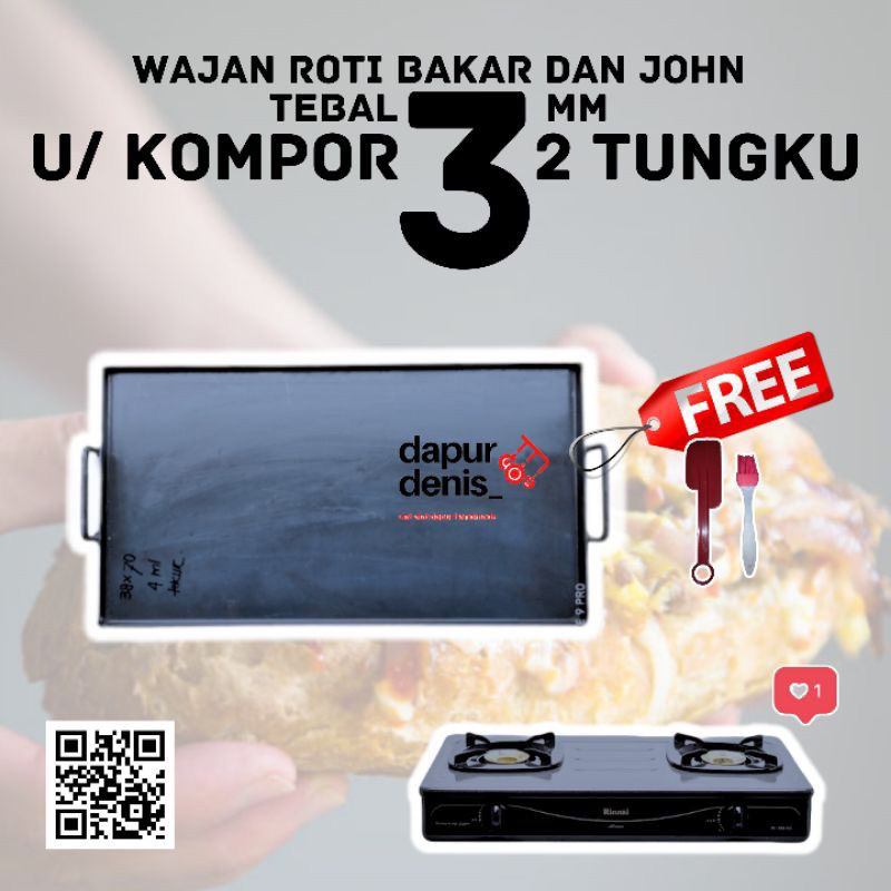 Jual (3 MM) Wajan Roti Bakar 2 Tungku Tebal 3 MM 3MM / Wajan Roti John ...