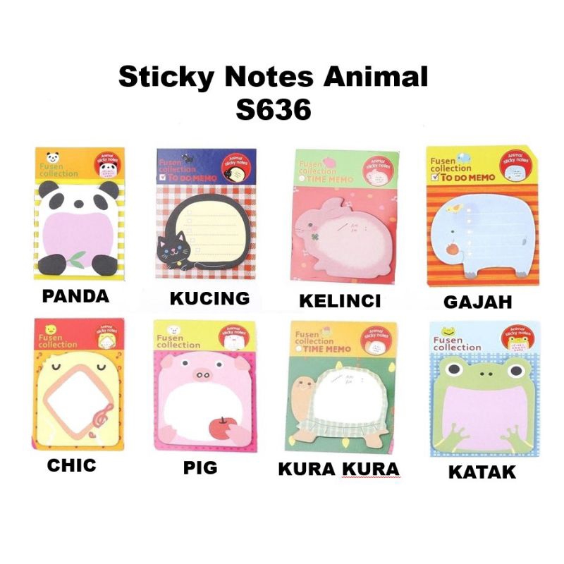 Jual sticky note hewan animal kertas memo karakter lucu catatan kertas ...