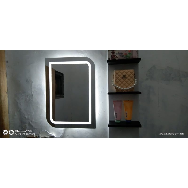 Jual Kaca Cermin Led Wastafel Aesthetic Gantung Kamar Mandi persegi ...