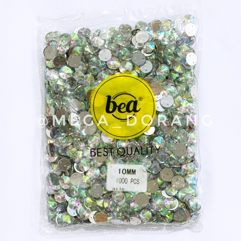 Jual Permata / Mata / Diamond Resin Bulat Runcing Pelangi/Putih Bea ...