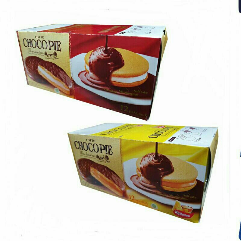 Jual Lotte Pie Chocopie Isi 12 Pcs 12Pcs Varian Coklat n Keju | Shopee ...
