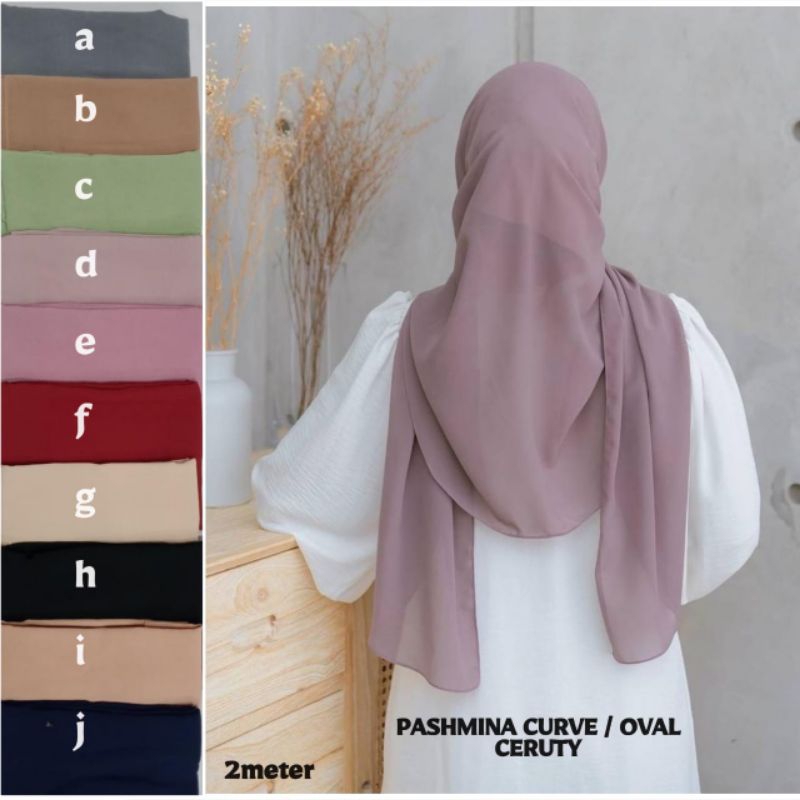 Jual Pashmina Ceruty Oval/ Curve 2 Meter by Annisam | Shopee Indonesia