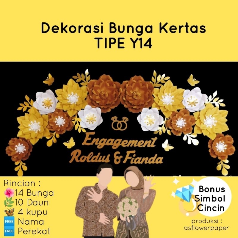 Jual READY Paper flower dekorasi Lamaran tunangan Engagement Khitbah ...