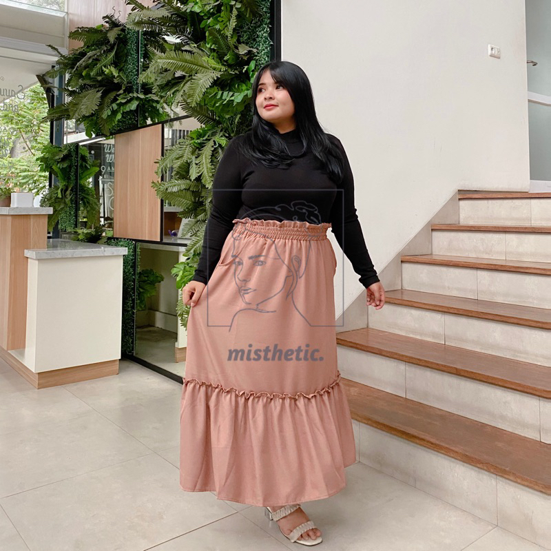 Jual Alisa Skirt - Super Jumbo - Rok Maxi Pinggang Karet | Big Size ...