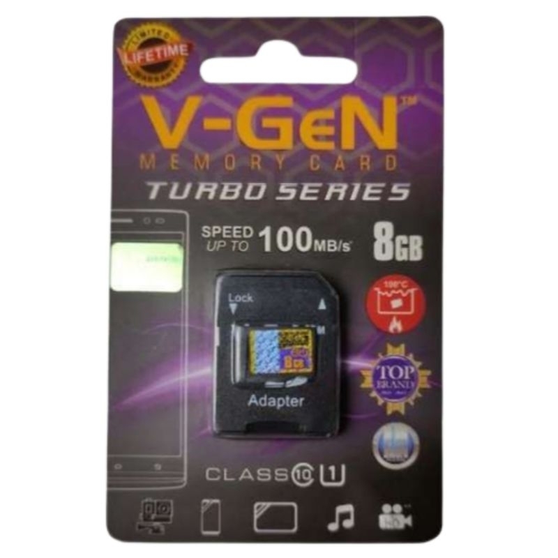 Jual Memori Micro Sd V-Gen 8 GB + Adapter Memory Card 8gb + Adaptor ...