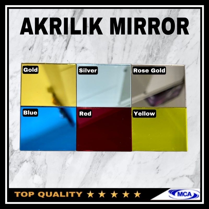 Jual AKRILIK Mirror A4 GOLD / SILVER / ROSE GOLD / RED / BLUE / YELLOW ...