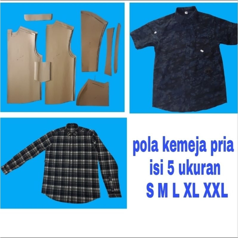 Jual pola kemeja pria dewasa isi 5 ukuran S M L XL XXL | Shopee Indonesia