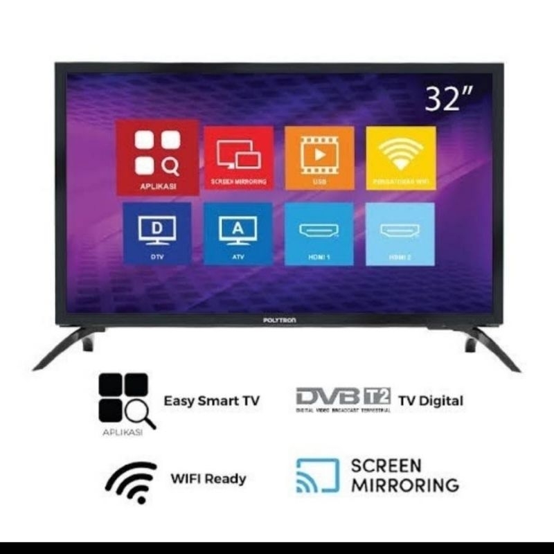 Jual TV TELEVISI LED POLYTRON SMART ANDROID DIGITAL DVB T2 PLD 32 MV ...