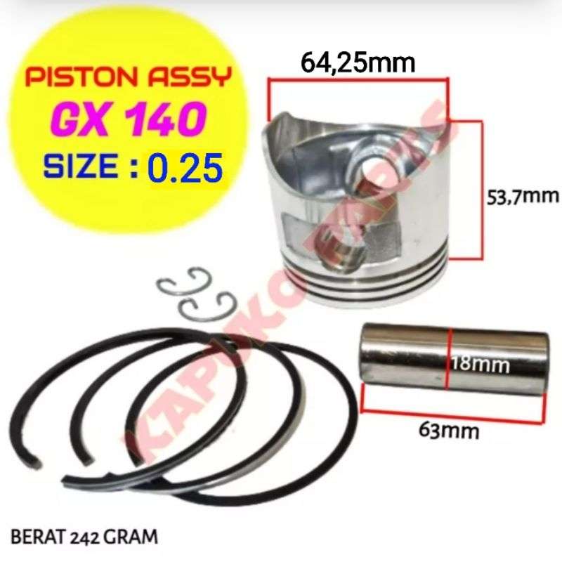 Jual GX 140 PISTON ASSY 0.25 UNTUK MESIN PENGGERAK HONDA | Shopee Indonesia
