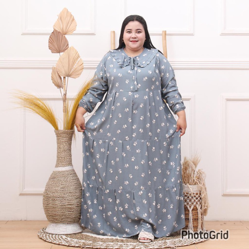 Jual MIDI DRESS MOTIF JUMBO LD 130 RAYON PREMIUM DRESS SUSUN KOREAN STYLE BUSUI LENGAN PANJANG ...
