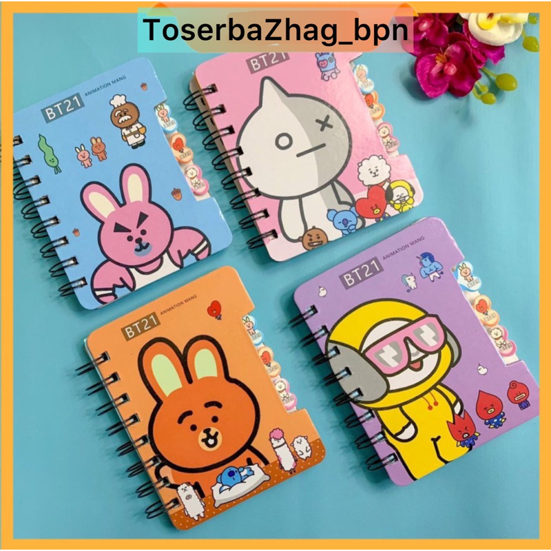 Jual Buku diary spiral motif Bt21 /buku notes spiral BTS / buku memo ... Jual Buku diary spiral motif Bt21 /buku notes spiral BTS / buku memo ...