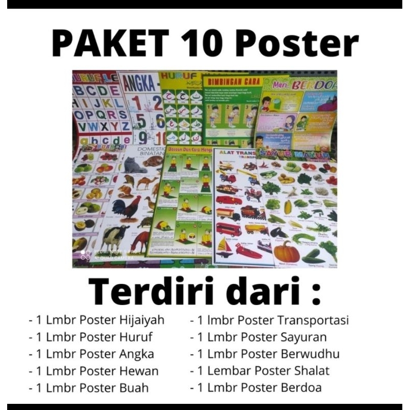 Jual Poster -Paket 10Lembar Poster Edukasi Anak Anak | Shopee Indonesia