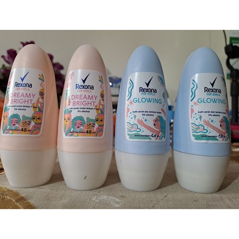 Jual Rexona Glowing White/Dreamy Bright Deodorant Roll On 40ml | Shopee ...