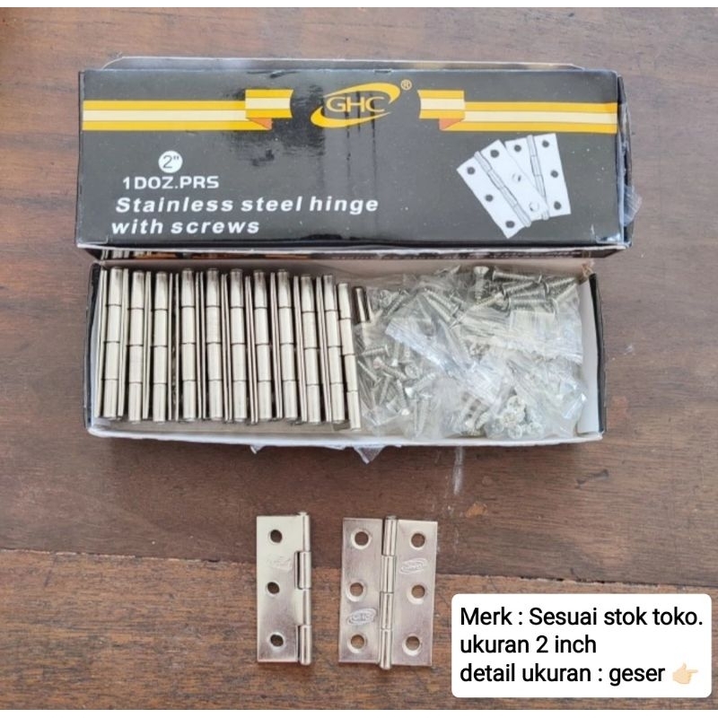 Jual Per Lusin Engsel Tipis 2 inch chrome pintu lemari laci jendela ...