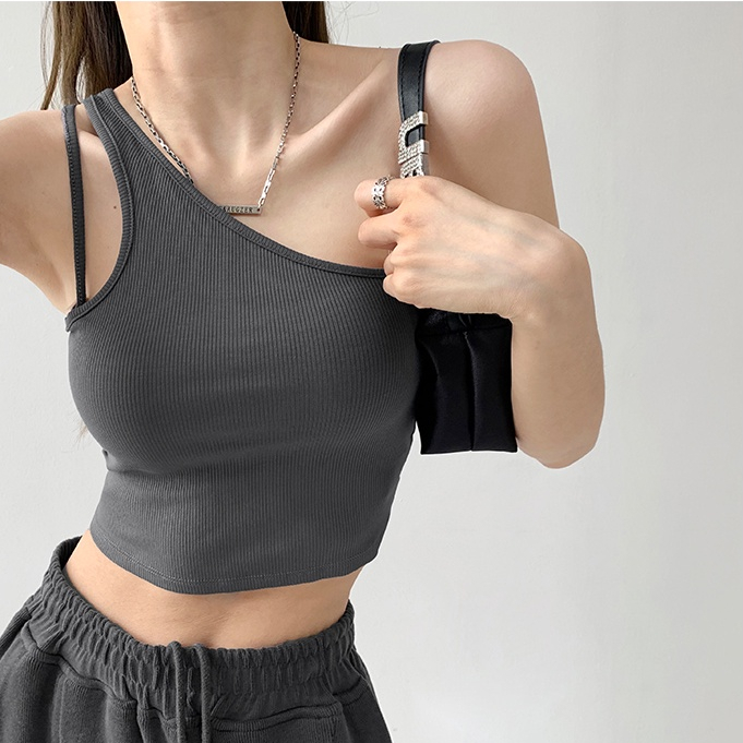 Jual 【Premium】One Side Off Shoulder Women's Wear Tank Top 7332 (S/M/L ...