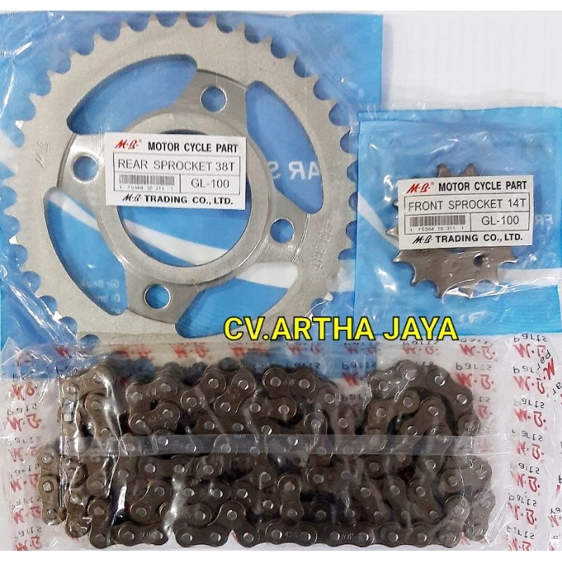 Jual GEARSET / GEAR SET / GEAR GIR GER RANTAI RANTAI HONDA GL 100 / GL-100 / GL100 ( 14 / 38 ...