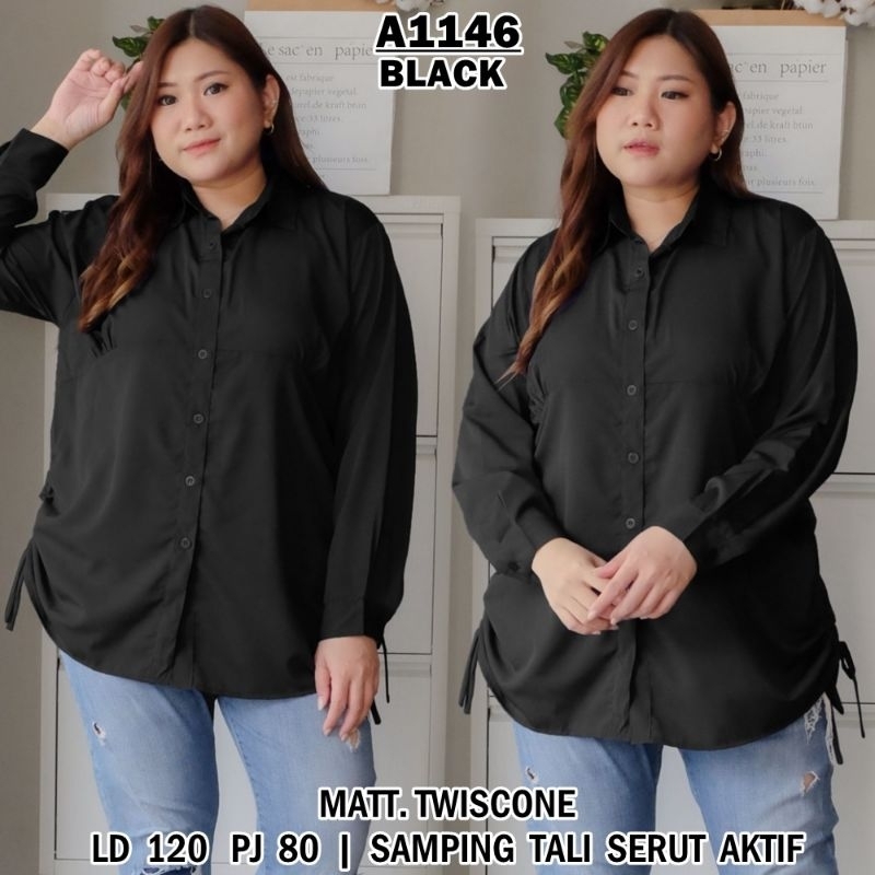 Jual JUNE KEMEJA POLOS WANITA UKURAN JUMBO / KEMEJA JUMBO WANITA BB 90 KG ++ / BAJU KANTOR ...