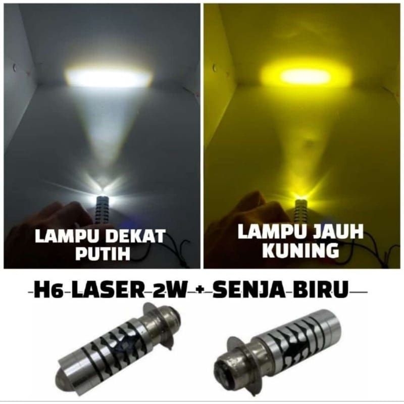 Jual LAMPU LED UTAMA DEPAN H6 LASER PLUS SENJA BIRU BEAT VARIO SUPRA X 125 NEW FIT FI SMASH ...