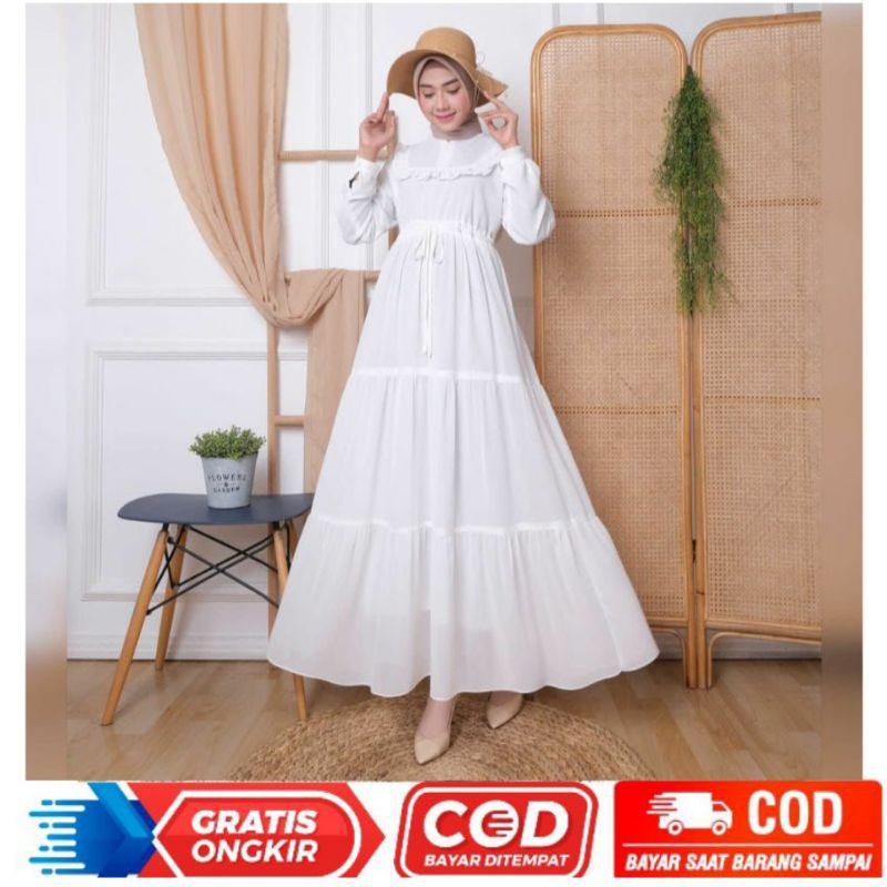 Jual Dress Putih Gamis Putih Simple Terbaru Jaminan Harga Termurah ...