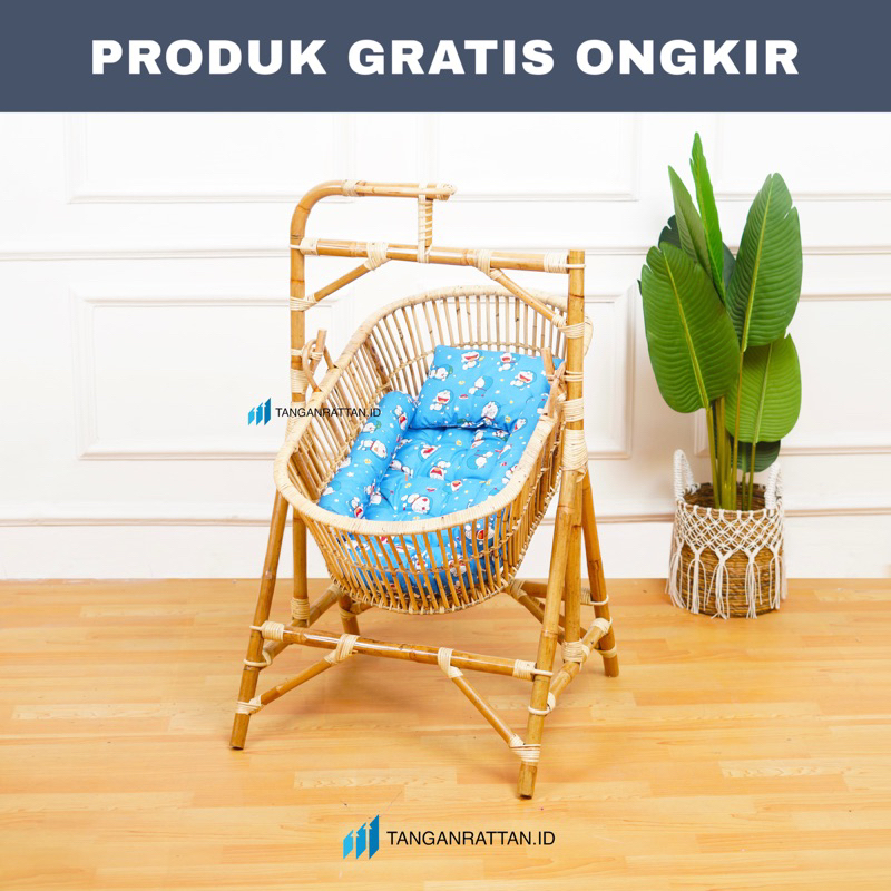 Jual Keranjang Ayunan Bayi Rotan Dengan Kasur / Tempat Tidur Bayi Rotan ...