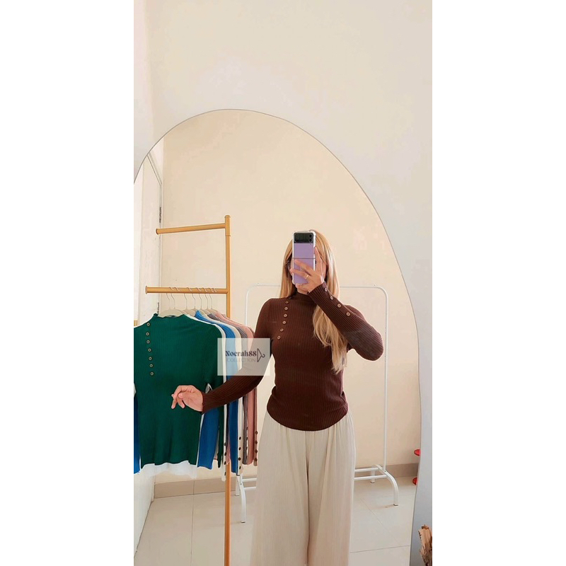 Jual Inner Manset Rajut Kancing Turtleneck Manset Wanita Inner Rajut ...