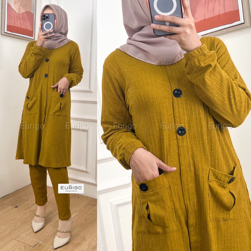 Jual AM - Germas Set Wanita Knit Rajut Setelan One Set Wanita Rajut ...