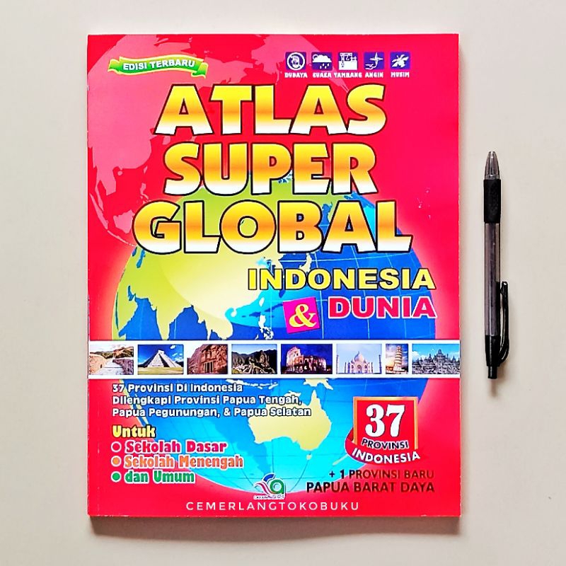 Jual ATLAS SUPER GLOBAL INDONESIA DAN DUNIA 38 PROVINSI UKURAN BESAR 24 ...