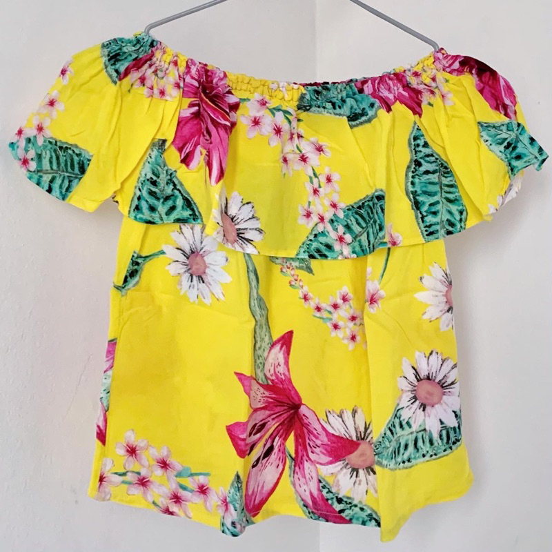 Jual Floral Sabrina Top (Yellow) | Shopee Indonesia