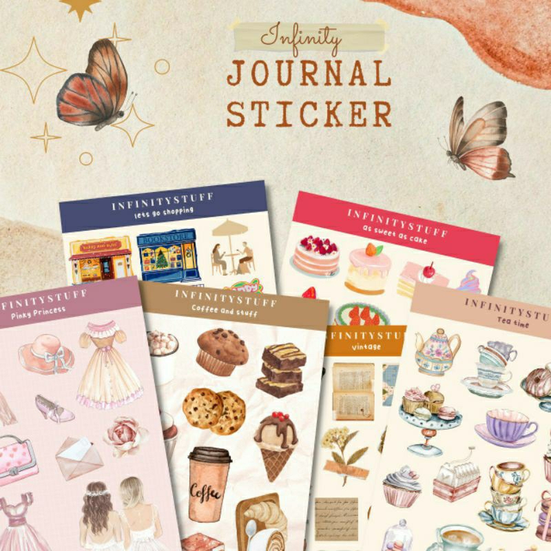 Jual [INFINITYSTUFF] ukuran A6 Sticker deco journaling kiss cut bujo ...