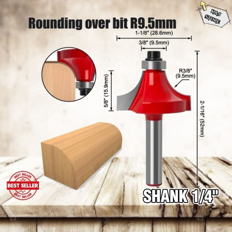Jual Mata Profil Kayu Sudut Corner Round Over Trimmer Router Bit ...