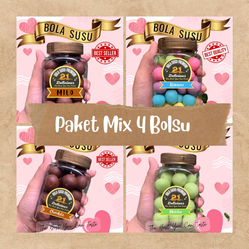 Jual Bola susu paket mix ( Milo,Rainbow,Choco,Matcha ) | Shopee Indonesia