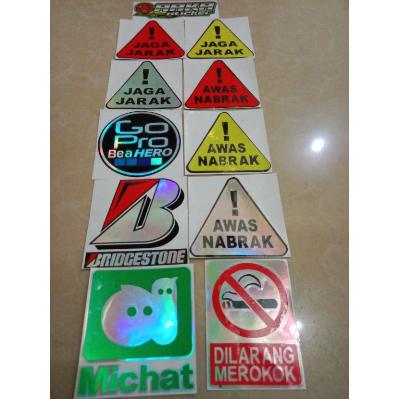 Jual STICKER CUTTING BREGESTONE, JAGA JARAK , GO PRO, DI LARANG MEROKOK ...