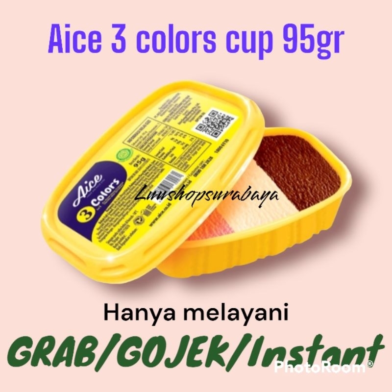 Jual Aice Ice Cream 3 Colors Cup 95gr (Grab/Gojek) | Shopee Indonesia