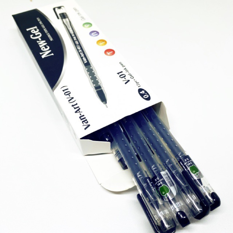Jual (1 Pack) Bolpoin New Gel Van-Art V-01 HITAM (1pack 12pc), gel pen ...
