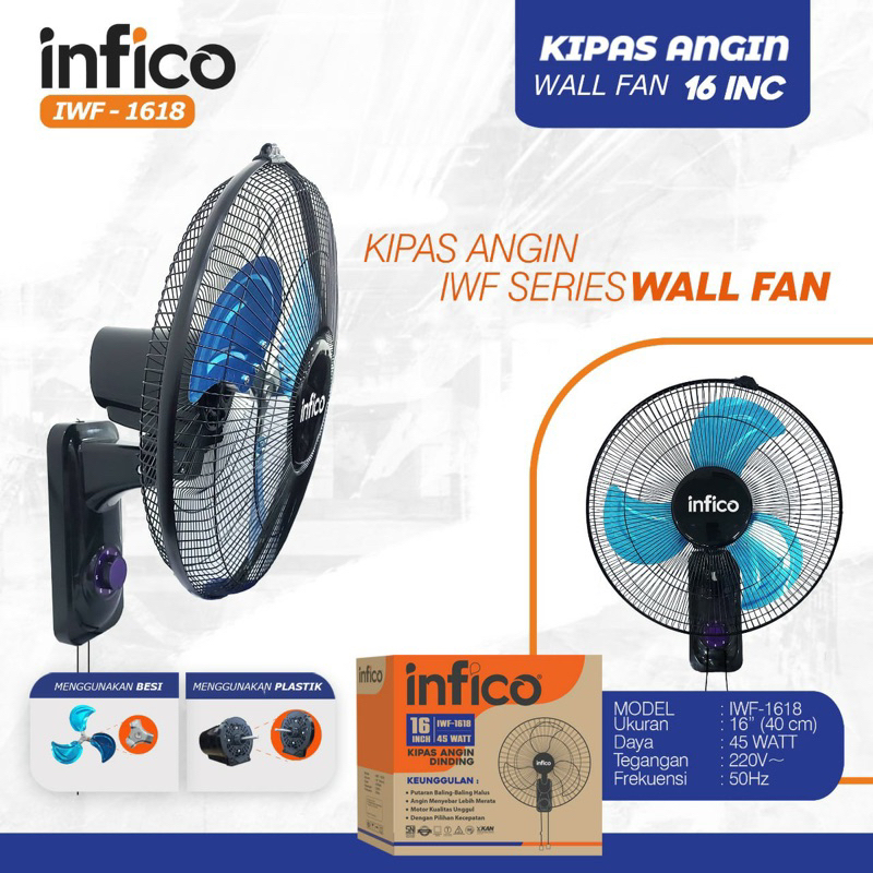 Jual Kipas Angin Dinding INFICO (Wall Fan) Baling Besi 16" TORNADO ...