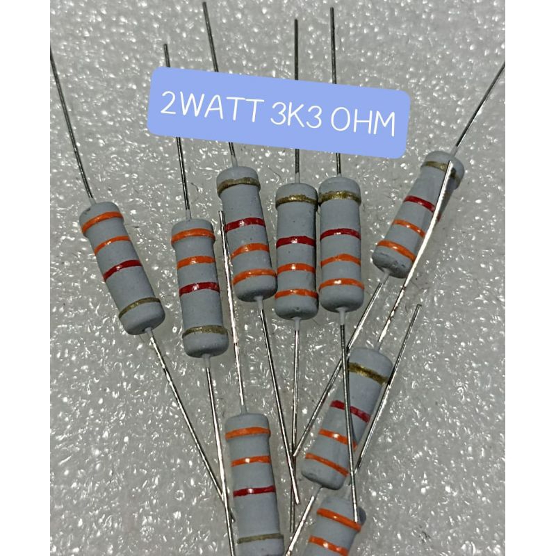 Jual 10BUAH RESISTOR 2WATT 3K3 OHM 2 WATT 3K3OHM 2W 3K3 OHM | Shopee Indonesia