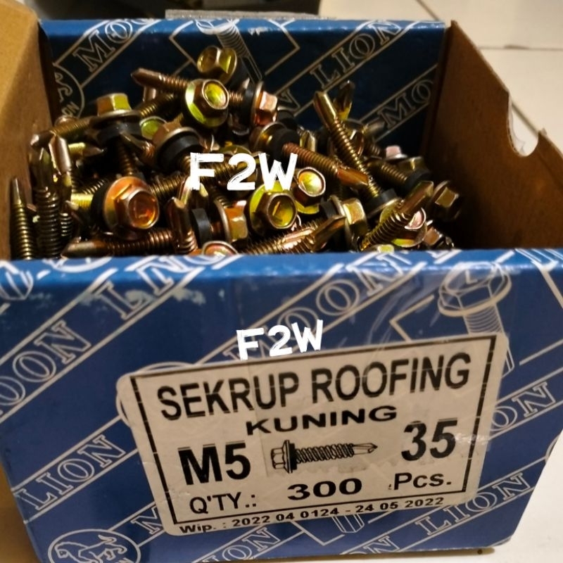 Jual #12X35 BAUT BAJA RINGAN KUNING+KARET #12X35 MOON LION SEKRUP ROOFING L M5X35 3.5CM | Shopee ...