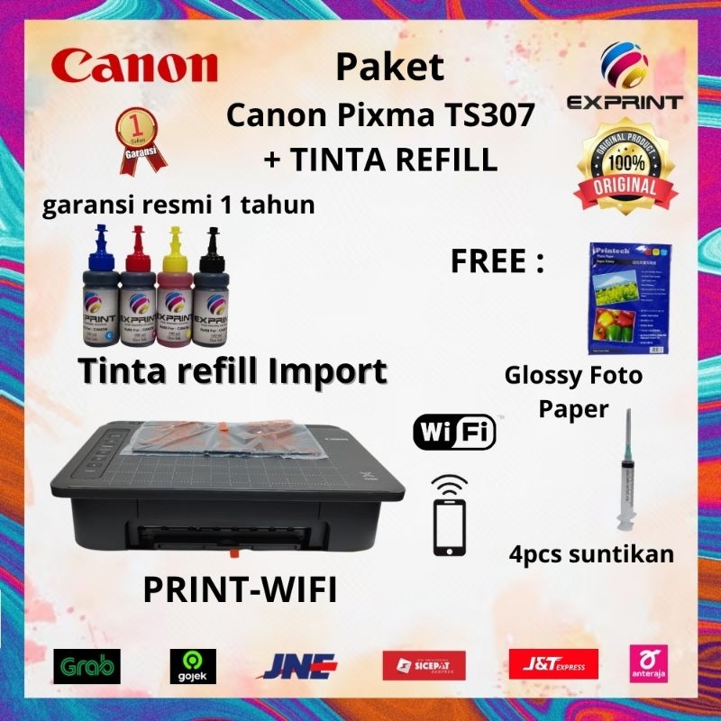 Jual Printer Canon Pixma TS307 + Tinta Refill ( Free Glossy + Suntikan ...