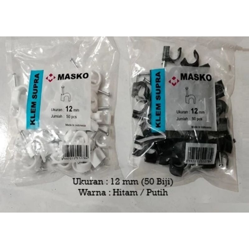 Jual Klem Kabel Paku Kabel 12mm isi 50pcs Putih/Hitam Masko | Shopee ...