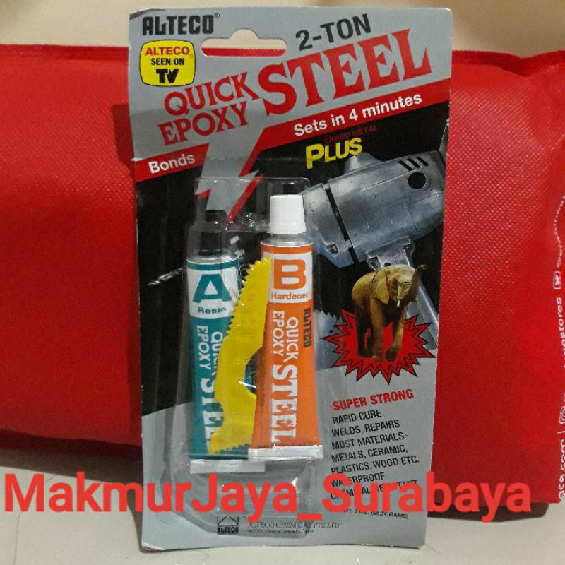 Jual Lem besi ASLI Lem Alteco 2 Ton Quick Epoxy Steel 4 minutes 56.7gr ...