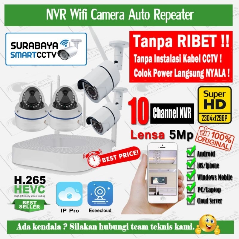 Jual Paket CCTV NVR 4 kamera dan 10 channel NVR | Shopee Indonesia